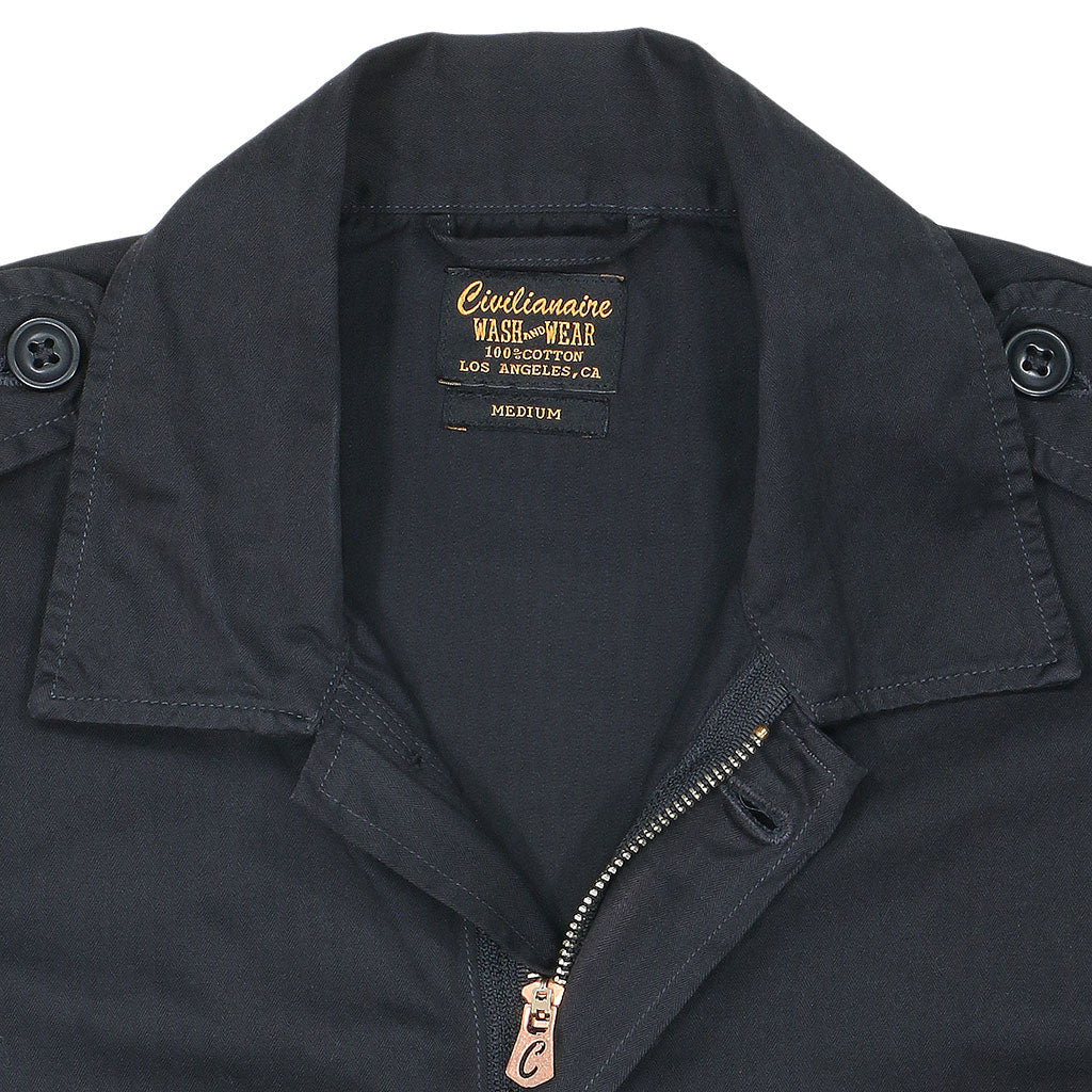 Men's 3 Pocket Herringbone Cotton Officer Jacket - Black – Civilianaire